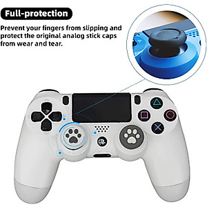 GeekShare Cat Paw Playstation 4 Controller Thumb Grips-Silicone Joystick Button Caps-Analog Thumbsticks Cover Set Compatible with Switch Pro and PS4 PS5 Controller-2 Pair/4 Pcs(Sesame Gray)