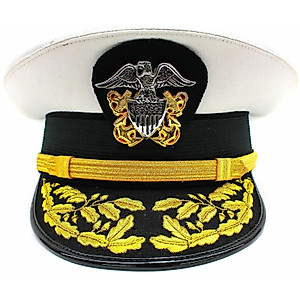 US Navy Commander Admiral Rank White HAT Cap R N Commanders, 7 1/4