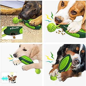 Squeaky Dog Toys Puppy Squeak Toy Interactive Doggy Treat Dispenser Food Dispensing Ball Fetch Catch Rugby Puzzle Teething Toys Ball IQ Training Chew Toys for Small and Medium Dogs