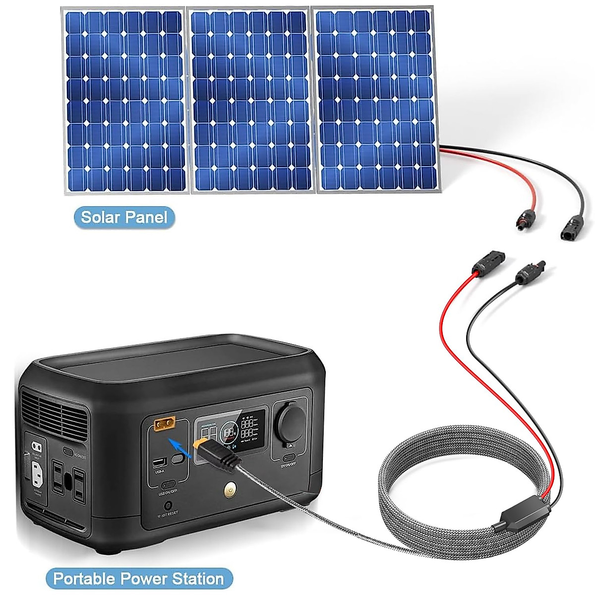 TAIFU Solar Connector to XT60 Adapter Cable 16AWG 11Ft Power Solar to XT60 Charge Extension Cord for EF ECOFLOW River 2 & Delta Series Portable Power Station for Solar Panels 60W 110W 160W 220W 400W