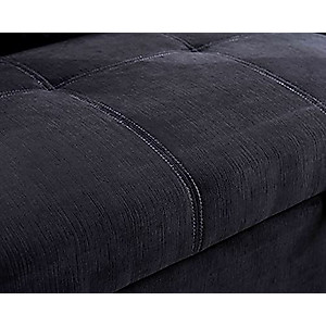 Tulib Reversible Sectional Sofa with Chaise, Sleeper Couch Storage and Pull Out Bed, Button Tufted Nail Head Trim Seating Furniture for Living Room, 91 Black