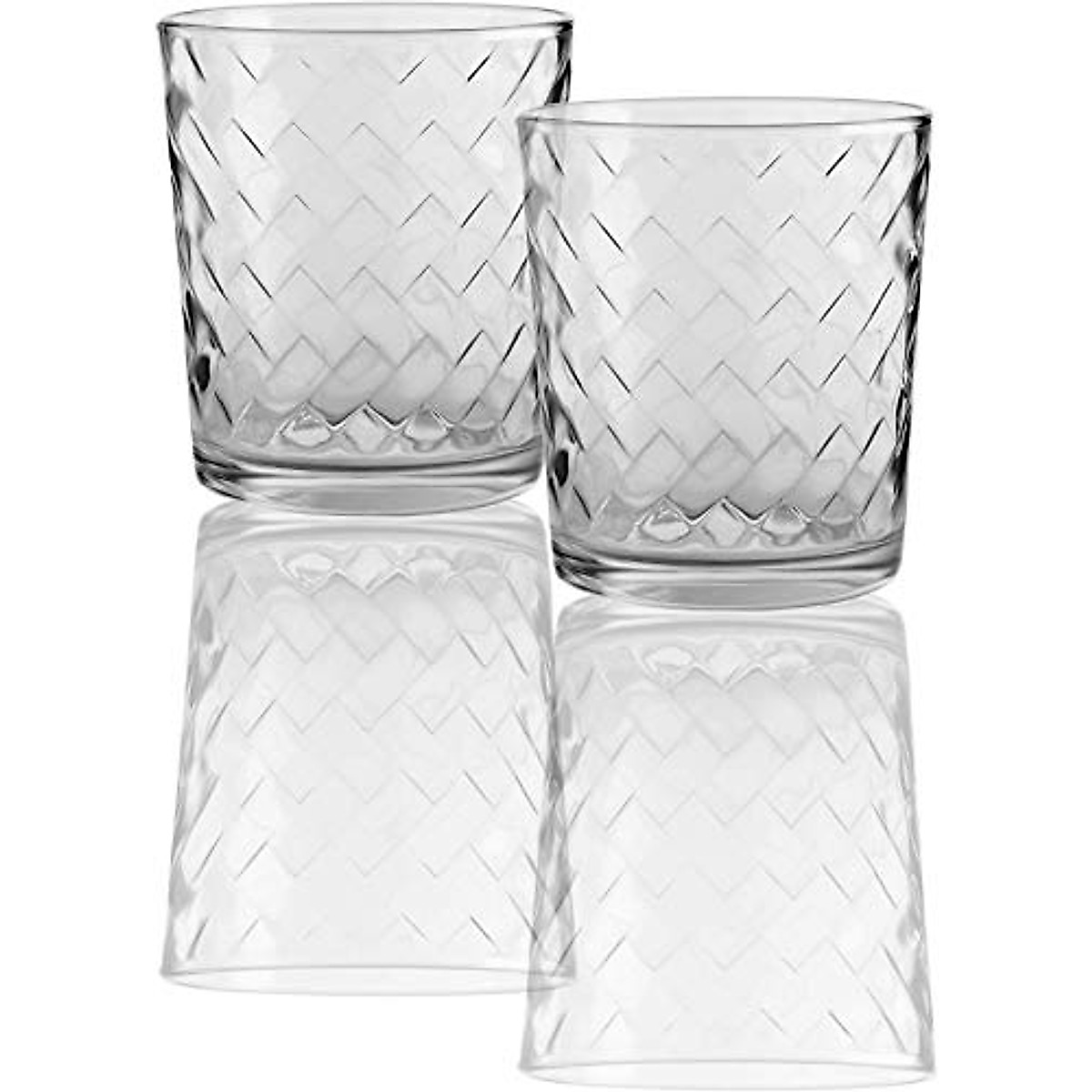 Circleware Chevron Set of 4 Whiskey Drinking Glasses Glassware for Water, Beer and Bar Liquor Dining Decor Beverage Cups Gifts, 4 Count (Pack of 1)