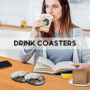 Swooflia Coasters for Drinks Coffee Table, Marble Grey Black Aesthetic Silicone Absorbent Cup Coaster Set Housewarming Gift Kitchen Home Wooden Desk Office Bar Tabletop Decor 6 Pack
