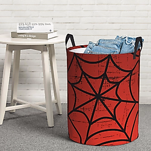AMABCDET Collapsible Laundry Basket with Handles, Waterproof Oxford Fabric Spider Web Black Line Pattern Hamper Storage Organizer for Laundry Room Bedroom Bathroom College Dorm
