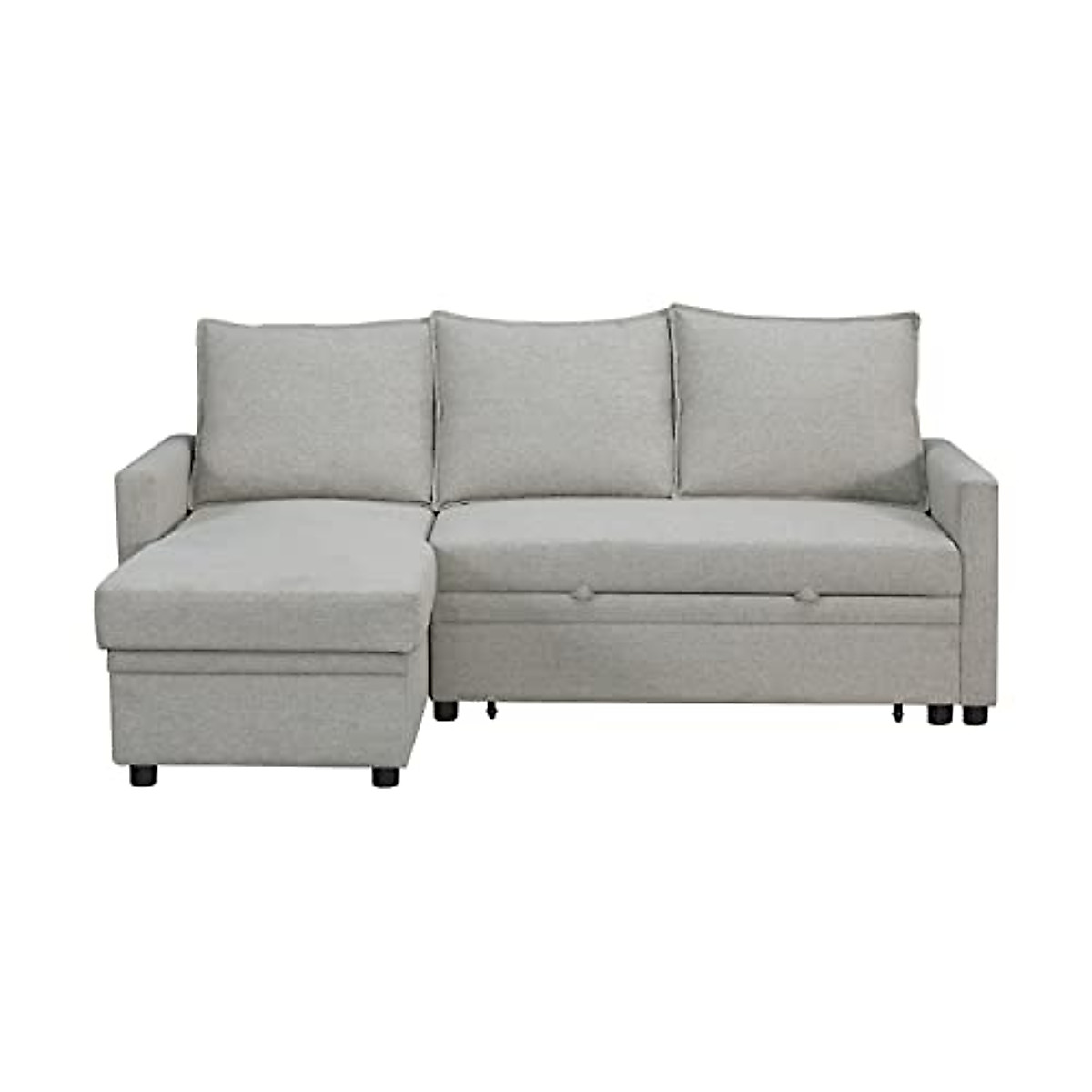 Devion Furniture Andy Sectional Sleeper Sofa Bed, Light Gray