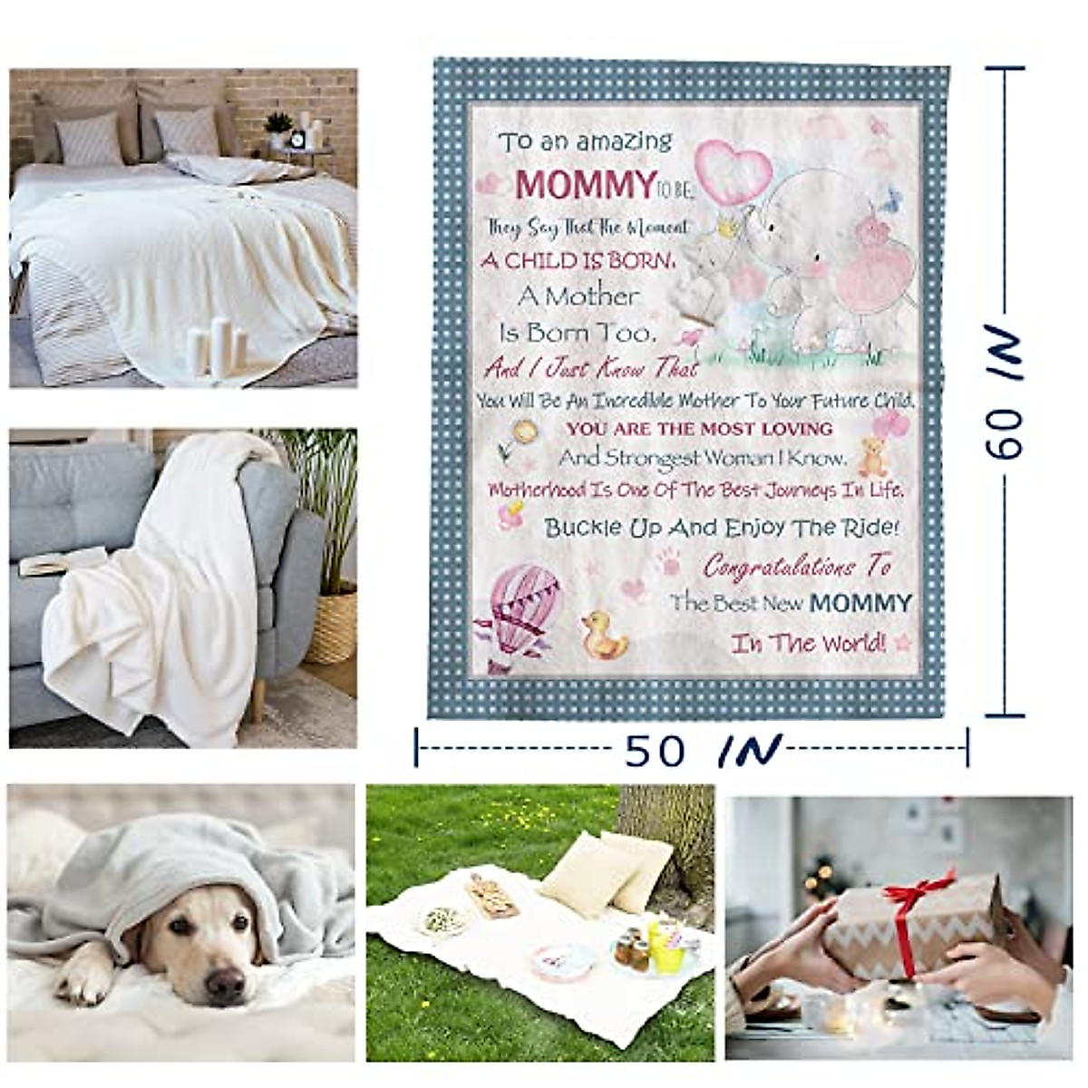 Yamco New Mom Gifts for Women - Pregnancy Gifts for First Time Mom Blanket - Mom to be Gifts 60" x 50" Throw Blankets - Gifts for New Parents - Gender Reveal Gifts - Mommy to be Gifts Ideas