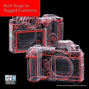Panasonic LUMIX S1R Full Frame Mirrorless Camera with 47.3MP MOS High Resolution Sensor, L-Mount Lens Compatible, 4K HDR Video and 3.2” LCD - DC-S1RBODY