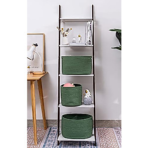 CubesLand Woven Basket for Organizing/Storage,Cube Shelf Closet Storage Baskets Bins Set 3,Long-lasting &Skin-friendly Toy Storage Basket Bin,Stylish Room Decor Basket, Cotton Rope Basket,Green Basket for Shelves