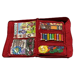 Yazzii Crafter's Companion Organizer Bag with 16 Pockets - Arts & Crafts Storage Tote Organizer - Multipurpose Storage Organizer for Crafts, Sewing & Quilting Notions, & Art Supplies Red