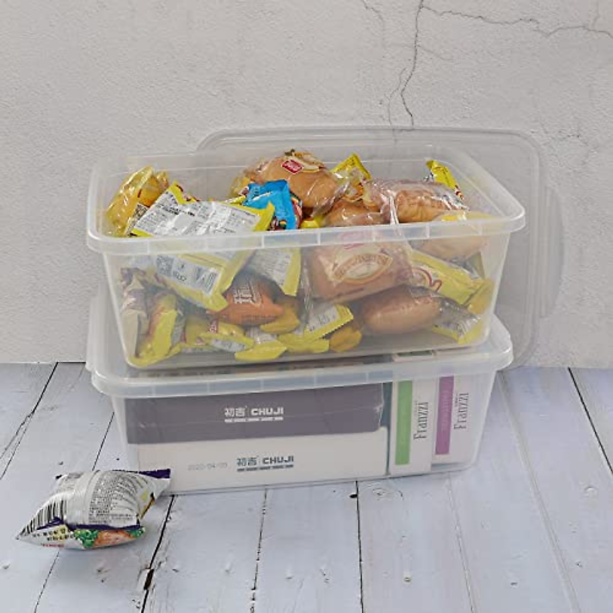 Hespama 14 Qt Plastic Storage Bins, 4 Pack, Latch Storage Box with Lid