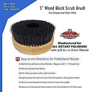 DETAIL DIRECT Carpet Shampoo Scrub Brush, 5'' Wood Block Brush for Rotary Buffers - Polishers