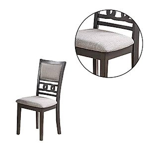 Benjara Fabric Upholstered Dining Chair with Knot Cut Out Back, Set of 2, Gray