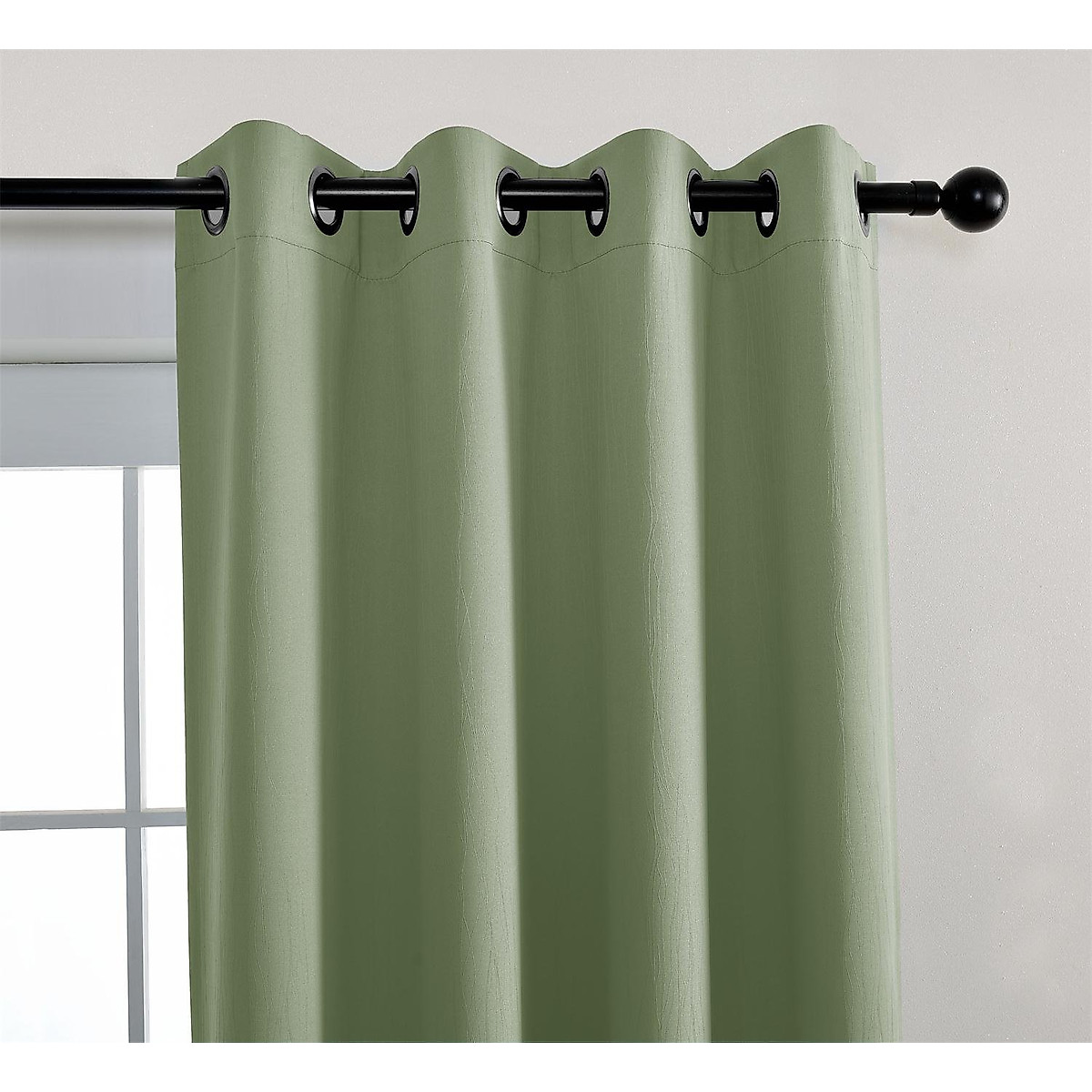 MIUCO Blackout Curtains Room Darkening Curtains Textured Grommet Panels for Living Room 2 Panels 52x84 Inch Long Sage