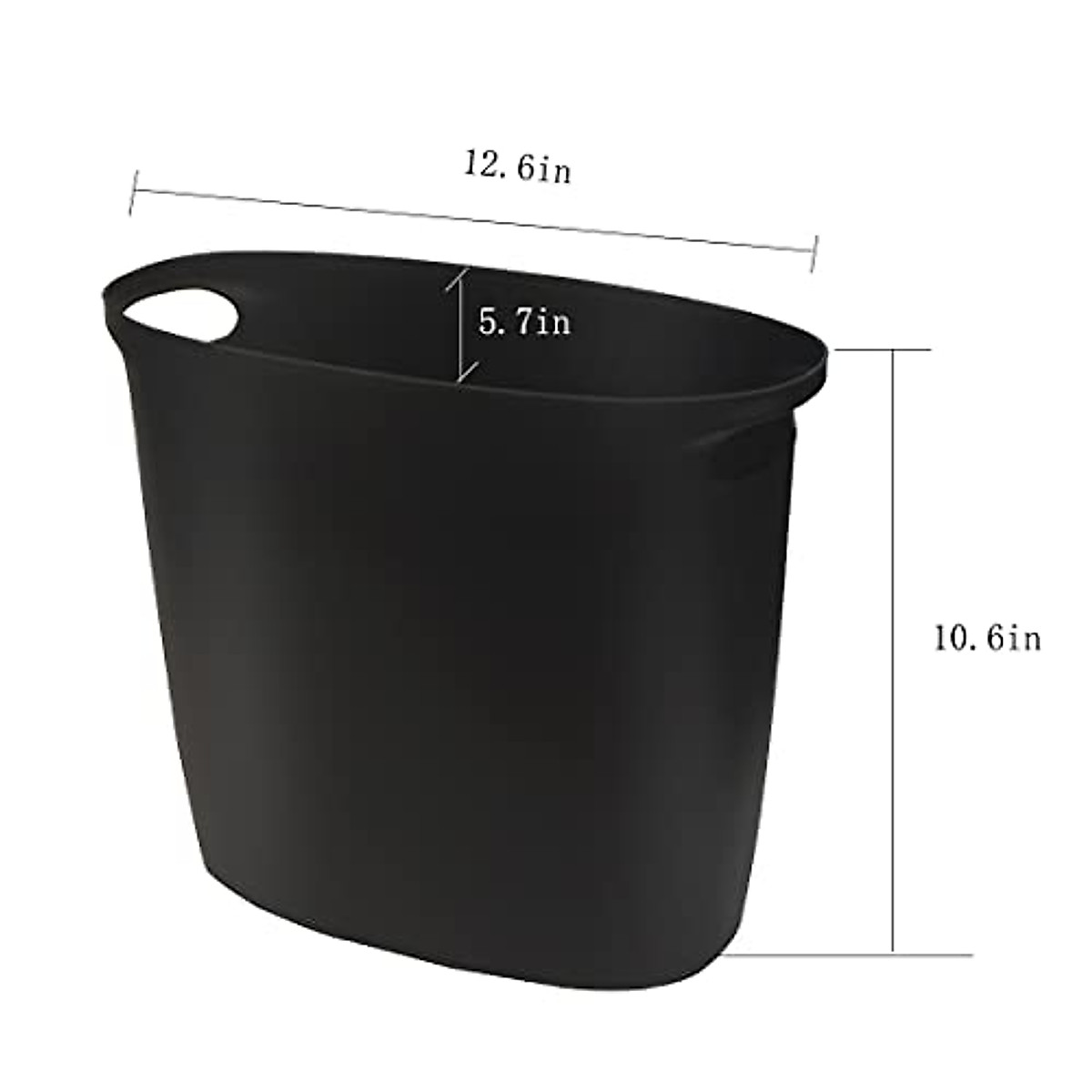 Feisco Small Trash Can,2.6 Gallon Plastic Bathroom Wastebasket Garbage Can for Bathroom Bedroom Kitchen Office (Pack of 2, Black)