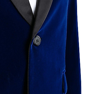 MAGE MALE Men's Velvet 2 Piece Suit Shawl Lapel One Button Slim Fit Tuxedo Blazer Party Dinner Jacket & Pants