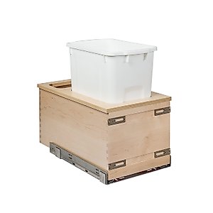Century Components CASBM11PF Kitchen Pull Out Waste Bin Container - 34 Qt White Single - Blum Soft-Close 170 lb. MOVENTO 769 Slides, 11-7/8"