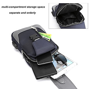 W WINTMING Sling Bag for Men Chest Bag with USB Charging Port Crossbody Shoulder Daypack Lightweight Casual Bag for Hiking Travel (Black)