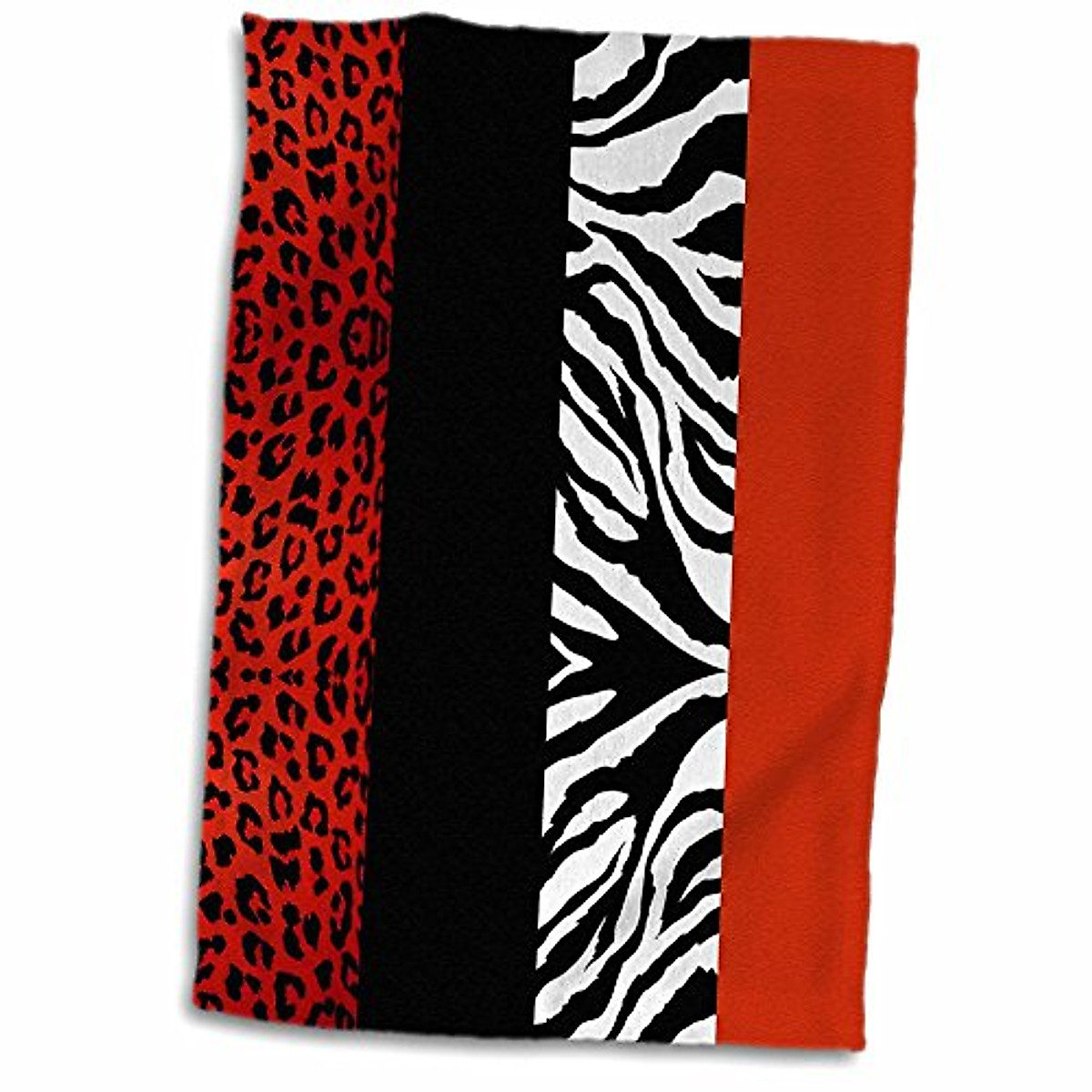 3D Rose Red-Black-Orange and White Animal Print-Leopard and Zebra TWL_35438_1 Towel, 15" x 22"