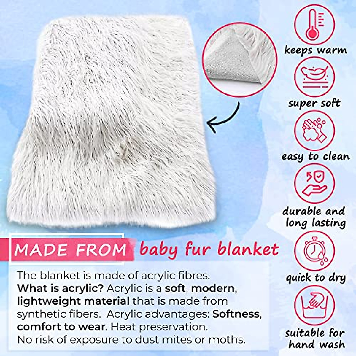 Baby Photo Shoot Props White Blanket - 23.6 x 19.7IN White Fur Blanket Baby Fur Photography Props for Photoshoot Baby Photo Blanket - Newborn Photography Props White Faux Fur (FLUFF BEFORE USE)