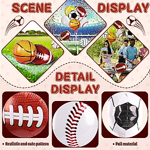 28 Pieces Sports Foil Balloon Set, Mylar Sports Balloons - 18 Inch Baseball Balloons Basketball Balloons Soccer Balloons Volleyball Balloons Sports Game Balloons for Birthday Sports Themed Party