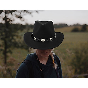 Lisianthus Men & Women's Felt Wide Brim Western Cowboy Hat Black