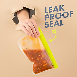 Pack of 10 Freezer Bags - BPA-FREE - Reusable Food Grade Storage Bags - Leakproof, - 2 Gallon Size, 4 Snack Size, 4 Sandwich Bags.