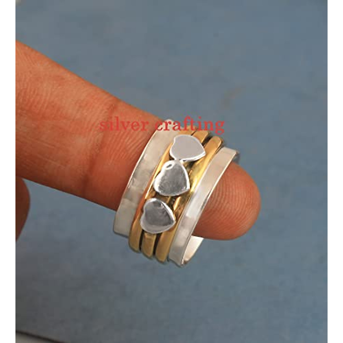 Heart Spinner Sterling silver spinning ring Meditation ring Silver band Love couple ring Silver jewelry (7)