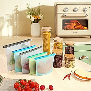 VGIGCICV 10Pcs Set of big mouth glass jars storage for kitchen organization,up to 45oz glass can, silicone bag for leftovers