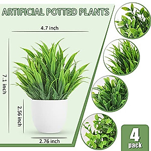 Miracliy 4 Packs Mini Fake Plants Artificial Potted Eucalyptus Faux Plants for Home Office Farmhouse Bathroom Table Shelf Decor Indoor