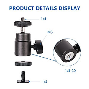 QYXINC Mini Ball Head Hot Shoe Mount with 1/4 inch Adapter Screw for DSLR Camera, Monitor, Camcorder, Flash Light, Tripod, Light Stand (4 Pack)