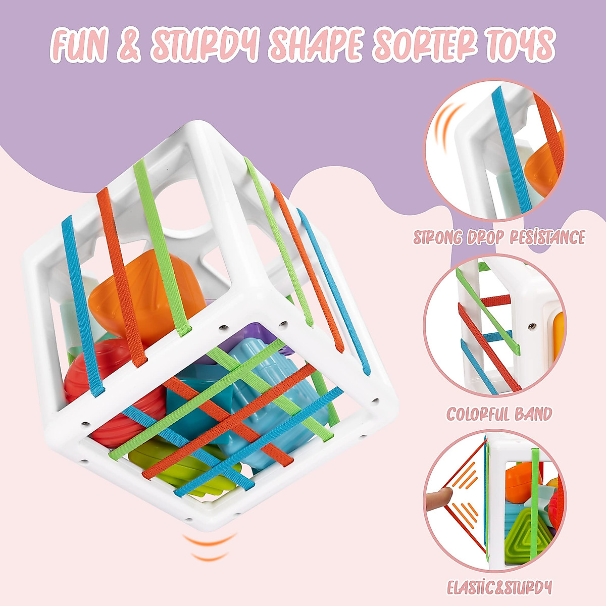 Sensory Toys for Toddlers 1-3, Baby Shape Sorter Toy, Montessori Toys for 1 2 3 Year Old Kids