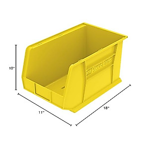 Akro-Mils 30260 AkroBins Plastic Storage Bin Hanging Stacking Containers, (18-Inch x 11-Inch x 10-Inch), Yellow, (6-Pack)