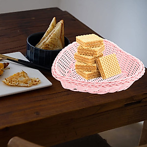 Cabilock Basket Weaving Kit Heart Shaped Basket Plastic Woven Storage Baskets Open Storage Bins Candy Bowl Bread Holder Table Centerpiece for Snack Fruit Candy Pink Basket Weaving