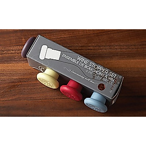 Outset B229 Silicone Wine Bottle Stoppers, Set of 4, Assorted