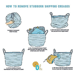 OrganiHaus XXX Large Cotton Rope Basket for Blankets Living Room | Blanket Basket & Storage Baskets for Organizing | Laundry Baskets for Storage Toy Basket for Baby | Large Woven Basket - Pink/White