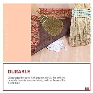 HEMOTON Whisk Broom Hand Broom Soft Natural Bristles Small Whisk Broom Desk Cleaning Brush for Indoor Outdoor