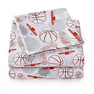 1500 Supreme Kids Bed Sheet Collection - Fun Colorful and Comfortable Boys and Girls Toddler Sheet Sets - Deep Pocket Wrinkle Free Soft and Cozy Bedding - Full , Basketball