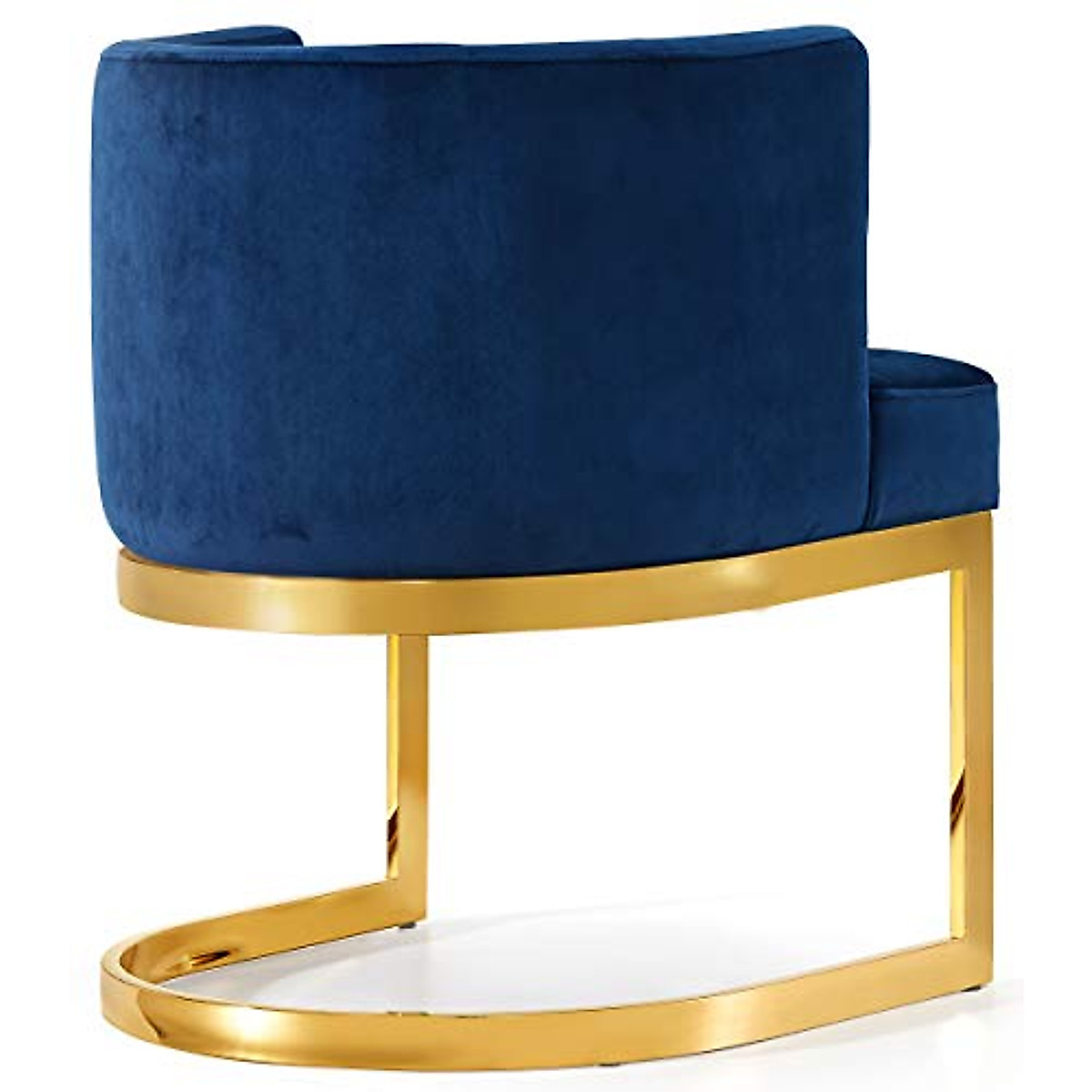 Meridian Furniture Gianna Collection Modern | Contemporary Velvet Upholstered Dining Chair with Polished Gold Metal Frame, 24" W x 22" D x 29.5" H, Navy