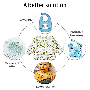 VS-Foru Baby Smock With Long Sleeves-Toddler Soft Bib For 6-24 Months