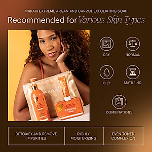 MAKARI Extreme Active Intense Argan & Carrot Oil Exfoliating Soap (7oz) | Advanced Brightening Bar Soap | With Apricot Seed Extract and Vitamins C & E | Helps Reveal Natural Skin Radiance
