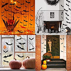 Halloween Decorations Bats Wall Decor 96 Packs 2022 Upgraded 3D Bats Window Decals Bat Halloween Door Decor