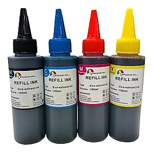 Inkpro Compatible Ink Bottle Replacement Water Based eco Solvent Ink wf7820 wf7840 wf7710 wf7720 et 15000 400ml, Black Cyan Magenta Yellow, Regular