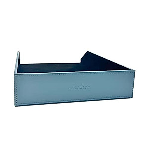 UnionBasic PU Leather Stackable Office File Document Tray Case Rack Desk File Document Organizer Holder (1-Layer, Maui Blue)