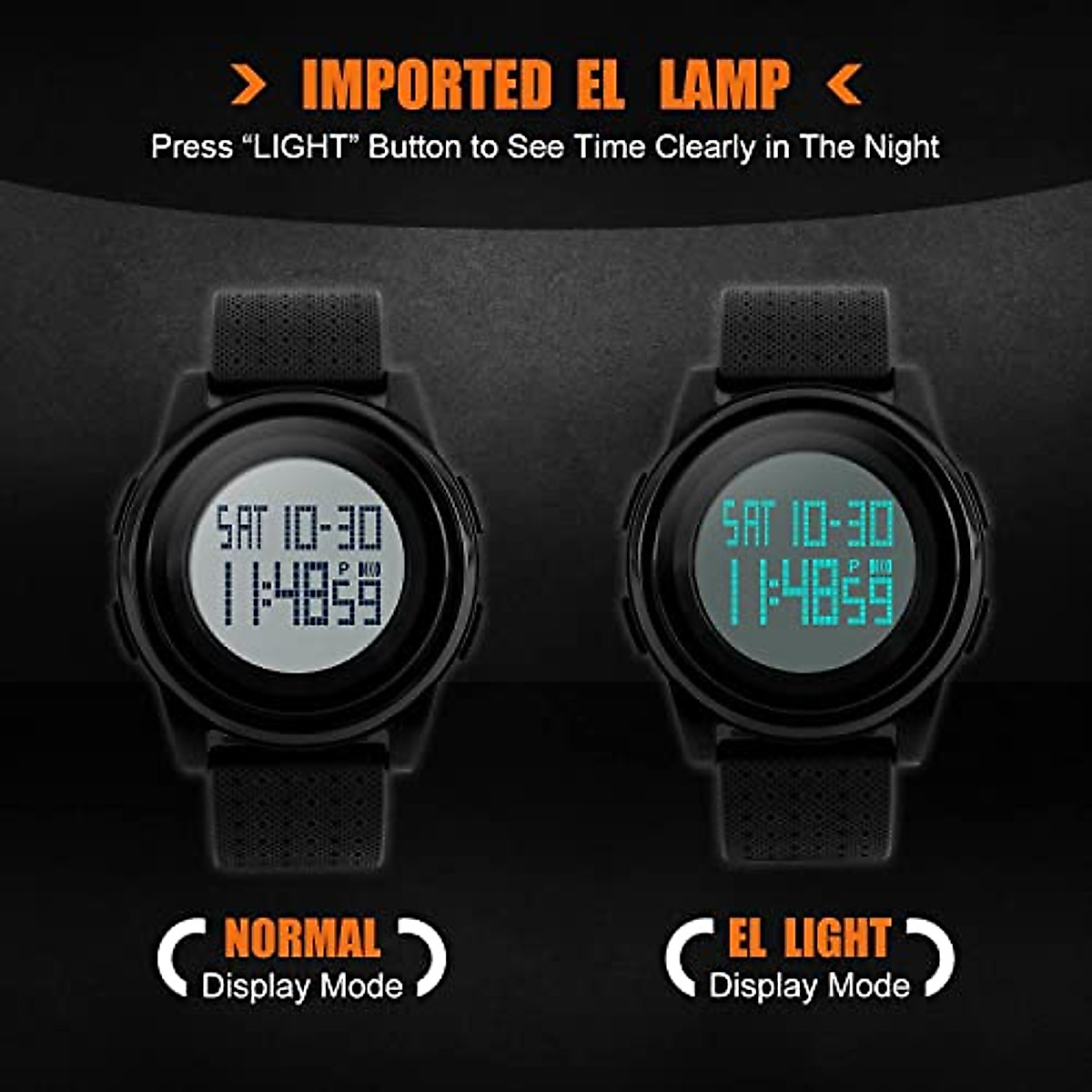 MJSCPHBJK Men's Digital Sports Watch Electronic Military Waterproof Watches for Men Outdoor Running with LED Back Light Alarm Stopwatch Army Watch
