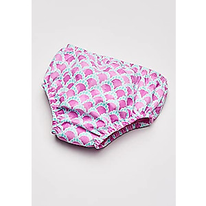 Swim Time Girls' Reusable Swim Diaper UPF 50+ with Side Snaps, Purple Mermaid Print, Medium