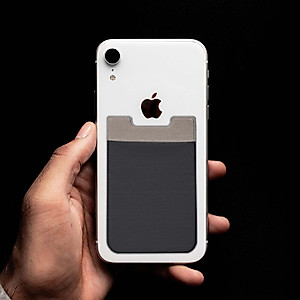 Elastic Phone Card Holder Pocket, Stick-On Wallet, Adhesive Credit Card Pouch, Compatible With iPhone And Samsung Galaxy – Gray