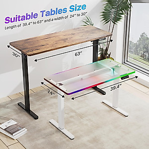 JYLH JOYSEEKER Electric Standing Desk Frame Workstation,Stand up Desk Legs Height Adjustable,Ergonomic Sit Stand Desk Base for 39 to 63 inch Table Tops,Black