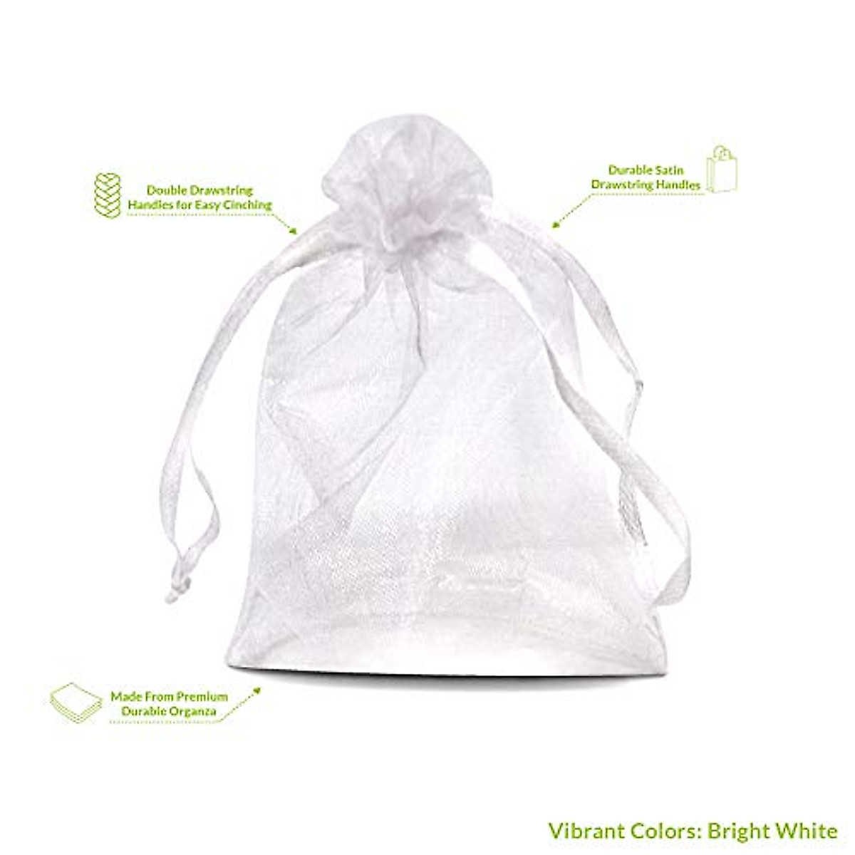 Organza Bags - 50 Pack 5x7 Inch Small Sheer Drawstring Pouches, Mini White Sachet Mesh Cloth Bags in Bulk for Business, Party Favor Gifts, Jewelry, Soap, Lip Gloss, Weddings, Candy, Treats