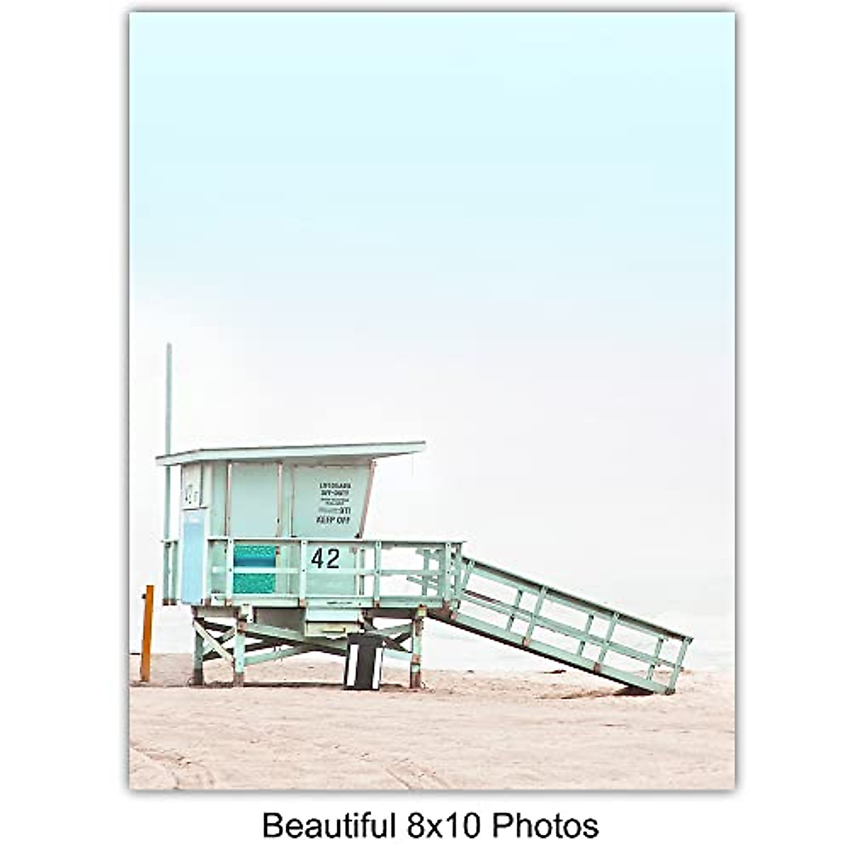 Beach Art Print Set - Tropical Palm Trees, Surfing 8x10 Wall Art Posters - Unique Home Decor for Lake or Ocean House, Bathroom, Bedroom, Living Room, Office - Gift for Surfers - Nautical Photo Poster