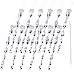 GROWNEER 15-inch Bird Repellent Reflective Scare Rods 12 Pack Large Spiral Bird Deterrents for Outdoor Garden Yard Keeps Woodpeckers and Birds Away Ornamental Spinner Control Device Silver